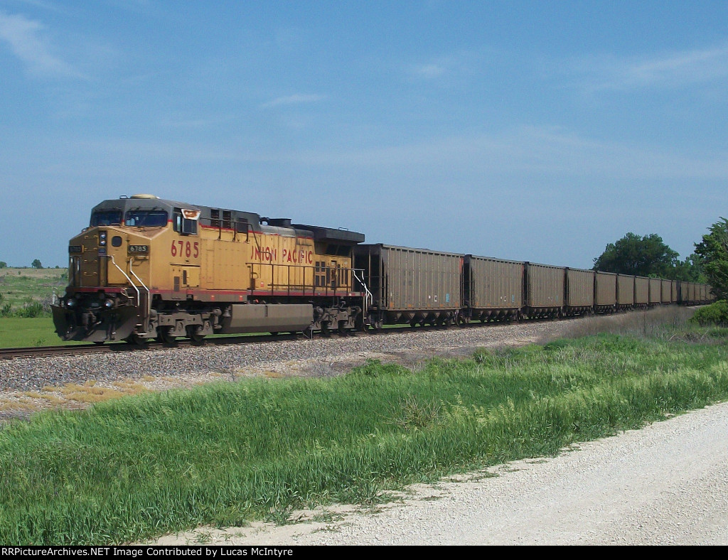 UP 6785 DPU on eastbound UP loaded coal train